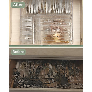 4-in-1 Acrylic Jewelry Organizers and Storage with 60 Portable Anti Tarnish Jewelry Bags, Clear Jewelry Box Travel Jewelry Case for Earrings Rings Necklaces Bracelets, Christmas Gifts for Women Girls