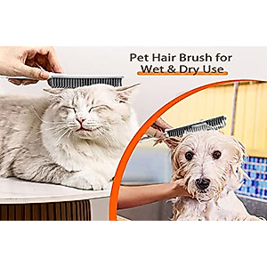 Rubber Broom JEHONN Carpet Rake for Pet Hair Remover, Fur Removal with Squeegee, Portable Detailing Brush Brush, 50 Inches Telescopic Long Handle for Fluff Carpet