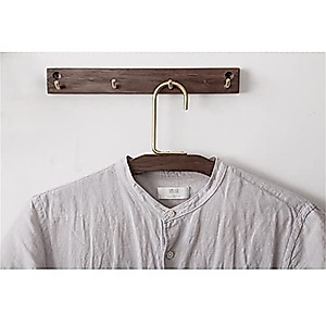 TJLSS Walnut Hangers Brass Hooks Wood Coat Hangers Trousers Hanger Clothing Store Display Hooks Wardrobe Organizer