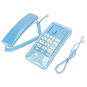 Mini Wall Phone, Retro Wall Mountable Landline Telephone with Flash Function and Call Mute Function, RJ45 Interface Powered by Telephone Line Home Phone for Hotel Family School(Blue)