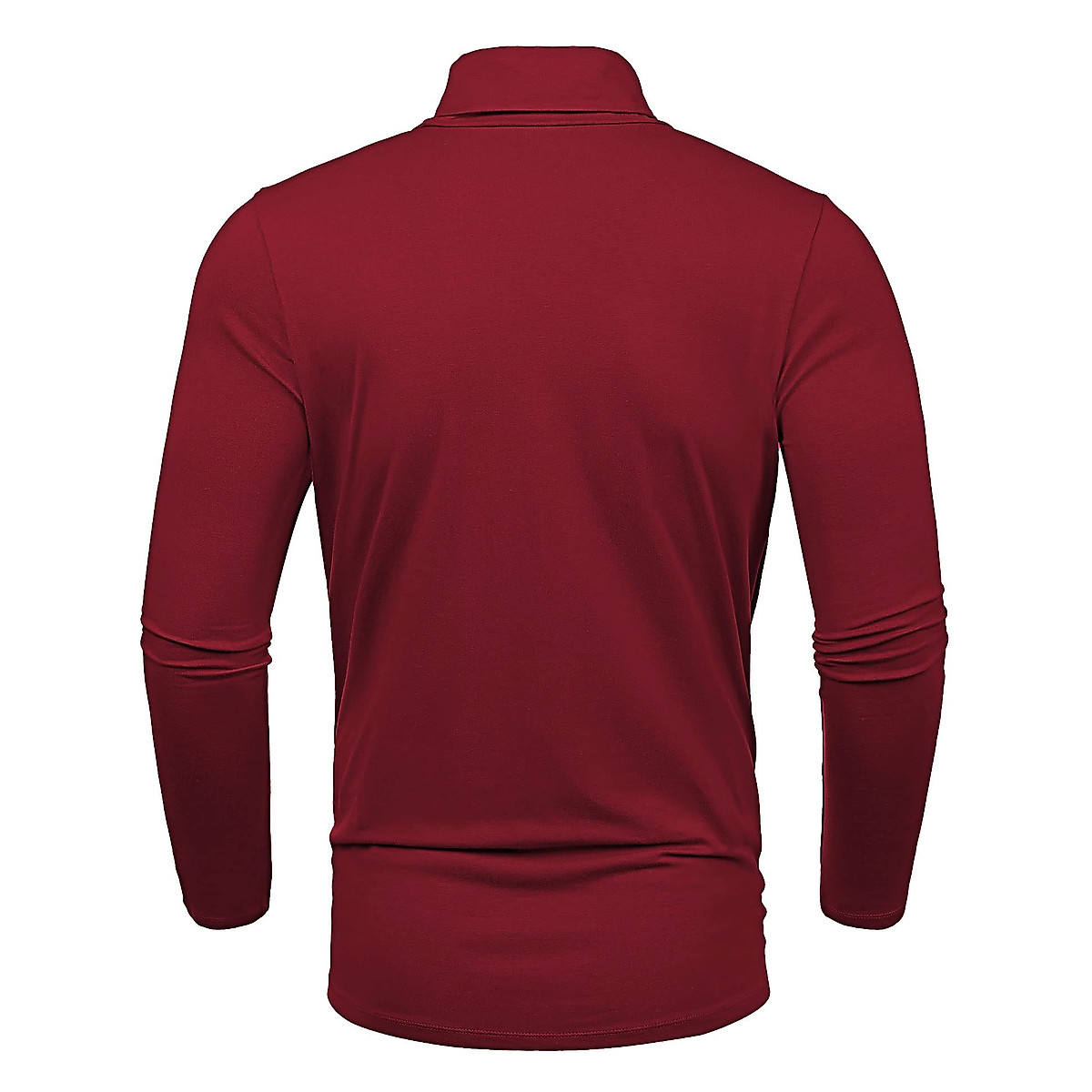 LecGee Men's Casual Slim Fit Lightweight Long Sleeve Pullover Top Thermal Turtleneck T-Shirt Wine Red