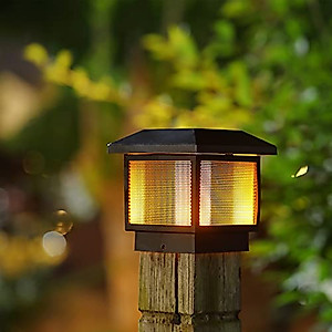 Glintoper 6 Pack Solar Fence Post Lights Outdoor, Solar Powered Post Cap Lights, High Brightness SMD LED Decorative Lighting Waterproof for 4x4, 5x5 or 6x6 Wood Posts, Patio Yard Landscape Decor