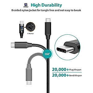 USB C to USB C Cable, 3.2 Gen 2 USB-C Cable 10ft - 4K UHD 20Gbps USB C Cable 100W PD Fast Charging Cable for Thunderbolt 3, Oculus Quest, MacBook Pro, iPad Pro, Galaxy S20, Nylon Braided, Black.