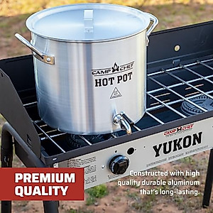 Camp Chef Aluminum Hot Water Pot - For Hot Chocolate & Hot Apple Cider - Hot Water Storage with a Spigot for Dishes - Easy-to-Serve Hot Beverage Dispenser - 32 Quart Pot - About 120 Servings