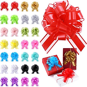 Poen 36 Pcs Christmas Pull Bows for Gift Wrapping 6 Inch Large Ribbon Gifts Bows for DIY Crafts Christmas Wedding Baskets Valentines Easter Holiday Birthday Party Decoration(Classic,Vivid Color)