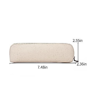 【YONBEN】Canvas pencil case cartucheras para mujer makeup brush bag simple multifunctional pencil bag (Beige, S)