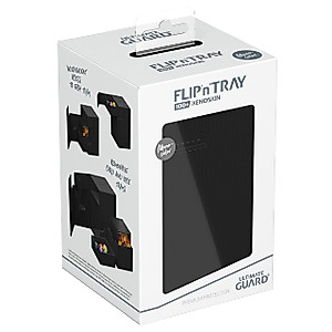 Ultimate Guard Flip 'n' Tray 100+, Deck Case for 100 Double-Sleeved TCG Cards + Dice Tray, Black, Independent Magnetic Closure & Microfiber Lining