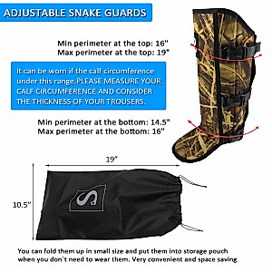 Smarkey Snake Gaiters, Snake Guards Leggings for Snake Bite Protection, Protects Against All Types of Rattlesnakes and Other Poisonous Snakes, for Hunting, Camping, Hiking, Outdoors(1 Pair)
