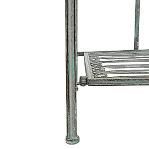 SAFAVIEH Outdoor Collection Amaris Victorian Antique Dark Green Wrought Iron 4-Tier Baker's Rack
