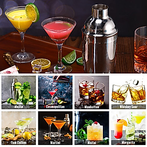 4 Packs Cocktail Shaker Set Martini Shaker Bulk Stainless Steel Martini Mixer with Strainer Drink Shaker with Double Measuring Jigger for Bar Party Home Use Wine Shaker Bar Mixing Tool (25 oz/ 750 ml)