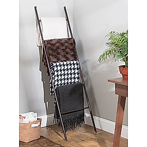 mDesign Metal Leaning Towel Ladder for Bathroom - Decorative, Modern Bath Towel Ladder Rack - Standing Display Holder for Bathroom Towels - Bathroom Wall Ladder Rack - Omni Collection - Bronze