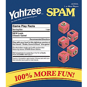 YAHTZEE Spam Brand | Collectible Yahtzee Game as Iconic Spam Can with Custom Dice | Dice Featuring Fried Spam, Spam Musubi, Spam Fries | Travel Yahtzee Game & Dice Game