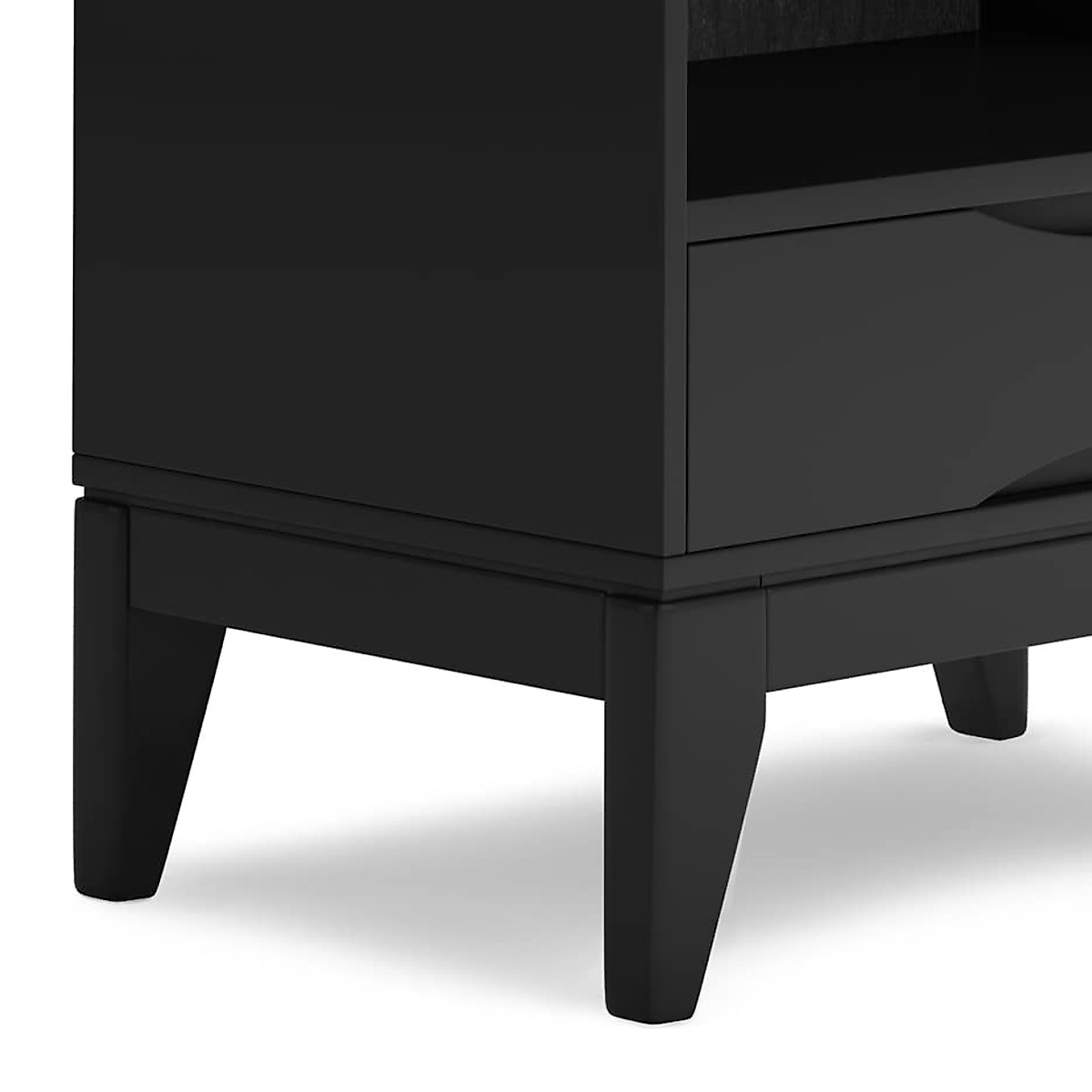 SIMPLIHOME Harper SOLID HARDWOOD 24 Inch Wide Mid Century Modern Bookcase with Storage in Black, For the Living Room, Study Room and Office