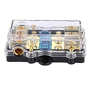 Fused Power Distribution Block, 1 in 3 Way Distribution Block ANL Fuse Holder,Max 24V 60A Zinc Alloy Plastic Case Fuse Box for Car Stereo Amplifier