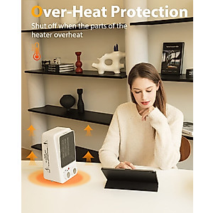 Small Space Heater White Electric Ceramic Heater 1500W, Mini Indoor Portable Heater with Tip-Over and Overheat Protection for Bedroom, Office and Desk