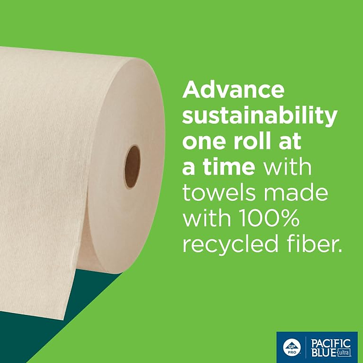 Pacific Blue Ultra 8" High-Capacity Recycled Paper Towel Rolls by GP PRO (Georgia-Pacific), White, 26491, 1,150 Linear Feet Per Roll, 3 Rolls Per Case