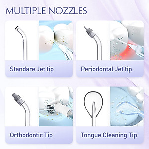 Power Water Flosser for Deeply Teeth Cleaning, Durable Battery 6 Modes & 5 Jet Tips Cordless Dental Oral Irrigator, Electric Rechargeable IPX7 Water Floss Cleaner Pick for Tooth/Gums/Oral/Braces Care