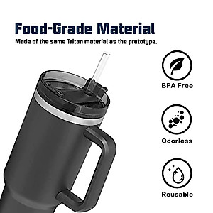 10 Pack Straw Replacement for Stanley Adventure Quencher Travel Tumbler Cup, Reusable Straws with Cleaning Brush Compatible with Stanley 40oz 30oz 20oz 14oz tumbler Cup Water Jug