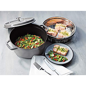 Staub Cocotte with Steamer Round 26cm Graphite Grey