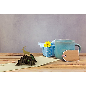 Birthday Card Hiking, pop up Card Mountains and Goat, Birthday Greetings for him for her, Happy Birthday Gift, Surprise Holiday Card, Holiday Invite, Hiking Mountaineering Invitation, H09