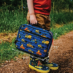 Lone Cone Kids' Insulated Lunch Box - Fun Patterns for Boys and Girls, Construction Monsters, Standard
