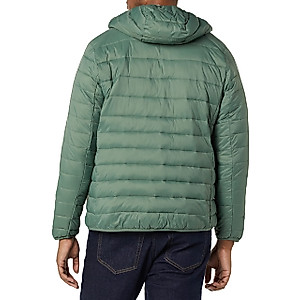 Amazon Essentials Men's Lightweight Water-Resistant Packable Hooded Puffer Jacket, Green, Medium