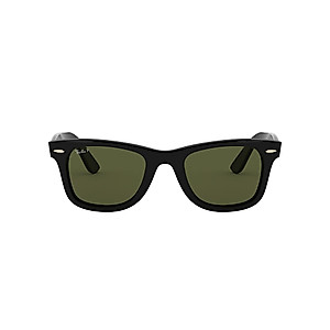 Ray-Ban Rb4340 Wayfarer Ease Square Sunglasses, Black/G-15 Green Polarized, 50 mm