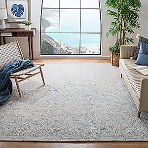SAFAVIEH Micro-Loop Collection 8' x 10' Blue/Ivory MLP538M Handmade Premium Wool Area Rug