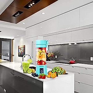 Portable Blender, Solucky Personal Size Blender, 380 ml Mini Juicer Cup, Household Fruit Mixer, Small Blender for Shakes and Smoothies, USB Rechargeable with 6 Blade, Ideal for Travel, Home and Office