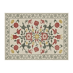 Carolina Creekhouse Vinyl Rug | Amelia (042281RF) | Vinyl Floor Mat | Vinyl Floor Covering | Vinyl Carpet | Vintage | Decorative | Waterproof | Eco-Friendly | Non-Slip (Red, 2.5'x6.5')
