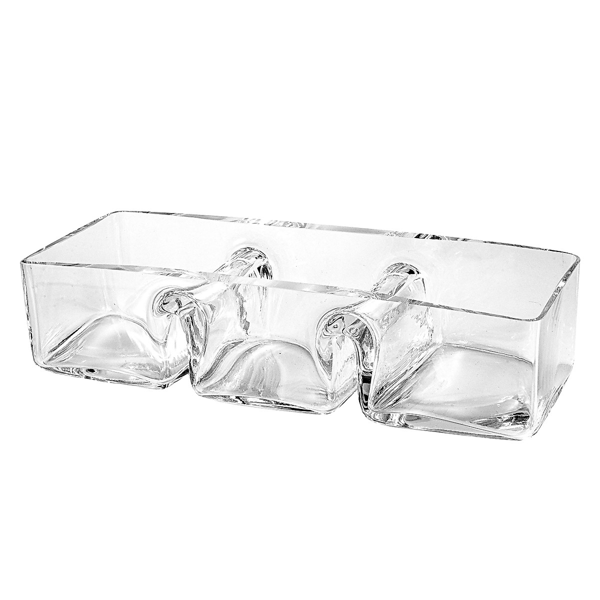Glass - Sectional - Relish - Divided -Dish - Tray - 3 Part - Rectangular - for Nuts, Chocolate, Fruit or Candies - 12" Long - Made in Europe - by Barski