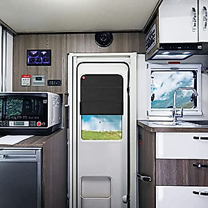 Beletops Foldable Velcro RV Door Window Shade，Camper Door Shade， Thin Shade Ready RV Window Shade，Blocking The Sun's Rays Makes The Interior of The RV Dark for RV Accessories Shade【25''x16''】 Black