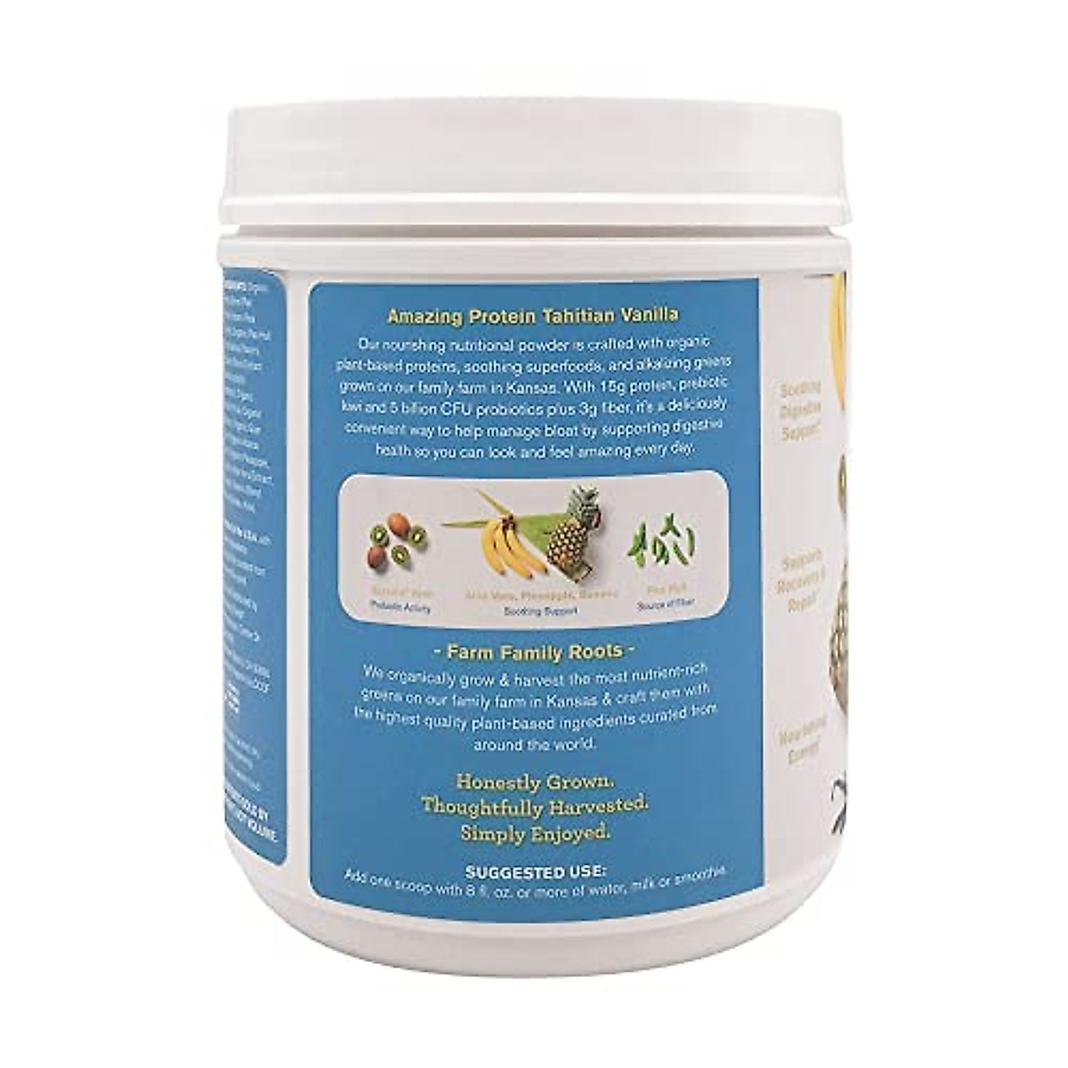 Amazing Grass DIGEST Vegan Protein Powder, Plant Based with Probiotics + Fiber to Manage Bloat, Tahitian Vanilla, 15 Servings