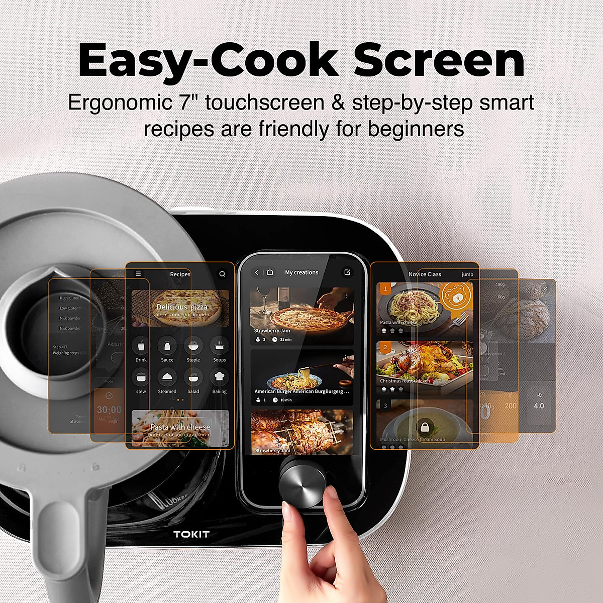 TOKIT Omni Cook C2 Chef Robot, Smart Cooking Machine - Slow Cooker, Stand Mixer, Chopper, Juicer, Blender, Sous-Vide, Knead, Sauté, Yogurt Maker, 3000+ Free Recipes, Weigh, 10 Speed, 95°F-356℉, 2.3QT