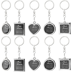 Framendino, 10 Pack Mini Photo Keychain Set Metal Frame Keychain Pictures Holder Detachable Key Chains DIY Photos Key Ring Pack Locket Photo Frame Key Rings for Wedding Birthday Gift