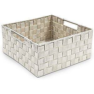 Drawer Organizers, Woven Strap Storage Basket Set, Beige (6 Sizes, 7 Pieces)