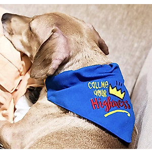 That Dog In Tuxedo Call me Your Highness Dog Bandana/Dog Scarf with Adjustable Dog Collar (Size XL)