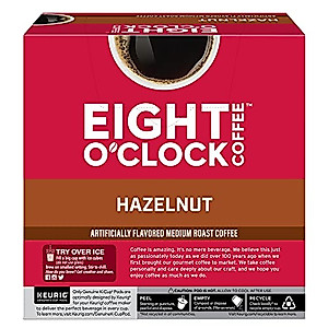 Eight O'Clock Coffee Hazelnut Single-Serve Keurig K-Cup Pods, Medium Roast Coffee Pods, 32 Count