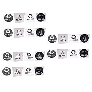 SEWACC 24 Pcs Trash Decal White Stickers Marking Paste for Garbage Can Trash Can Waste Bin Recycling Stickers for Bins Trash Can Black Recycle Trash Bin Sticker Vinyl Garbage