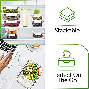 PrepNaturals Glass Food Storage Containers with Lids [24 Ounce, 20Pcs] Glass Containers for Food Storage with Lids Glass Meal Prep Containers Glass Storage Containers with Lids Glass Lunch Containers