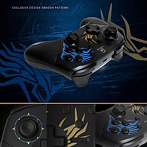 GAME'NIR DRAGON PATTERN Wireless Switch Controller Support NFC Amiibo, Ergonomic Switch Pro Controller for Switch/Switch Lite/Switch OLED with Dual Motor, Gyro Axis, Turbo Function, 5 Level Vibration