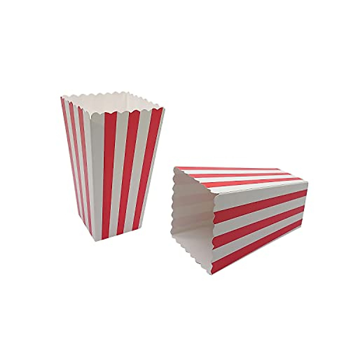 24 Pcs Popcorn Boxes Mini Paper Popcorn Box Cardboard Popcorn Container for Party, White/Red Stripes
