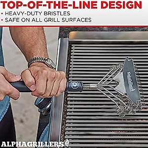 Grill Brush for Outdoor Grill Bristle Free - Heavy Duty 18" Grill Cleaner Brush Bristle Free & Grill Scraper - Stainless Steel Grill Accessories Tools - Extra Wide BBQ Brush for Grill Cleaning