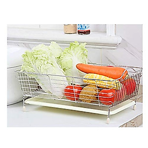 ZSQAI Kitchen shelf-Large Dish Drying Rack Cutlery Holder, Over the Sink, In Sink Or On Counter Dish Drainer, Rustproof Stainless Steel