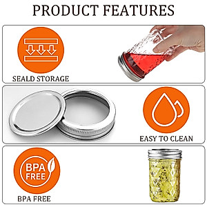 BOMEX Mason Jars Airtight Lids Glass Canning Jars 8oz/250ml Regular Lids Spice Jars Honey Jars for Yogurt,Jam,Spice,Overnight Oats Canning, Preserving,Decorations,Jelly,Dessert,6 Pack (8 oz)