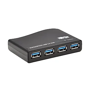 Tripp Lite 4-Port USB-A Mini Hub - USB 3.2 Gen 1, Up to 5 Gigabits per Second, Plug-and-Play No Software Needed, International Plug Adapters for UK, EU, & Australia - 1-Year Warranty (U360-004-R-INT)