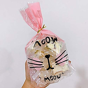 50pcs Clear Treat Bags/Cellophane Bags 9.3"x5.7" with 3"Twist Ties - Thick OPP Plastic Bags for Wedding Cookie Birthday Cake Pops Gift Candy Buffet Supplies