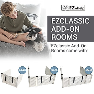 EZwhelp EZclassic Add-On Room 3-Wall Gates for Dogs Indoor Whelping Box, Extension for Whelping Box for Dogs, Portable Fence Puppy Playpen, Whelping Supplies for Dogs, Dog Playpen Extender (48x48)