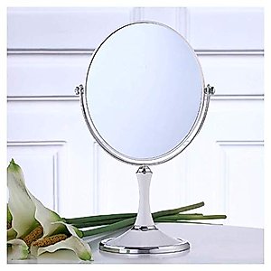 KONGZIR Bathroom Mirror Cosmetic Mirror 3X Magnification Desktop Oval 360 deg; Swivel HD Mirror Travel Mirror Princess Princess Double-Sided Inner Portable Mirror
