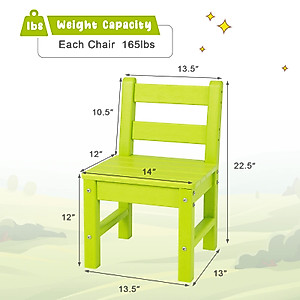 Costzon Kids Chair, 2PCS All-Weather & Heavy-Duty Children Learning Chairs w/Backrest for Playroom, Nursery, Backyard, Garden, Indoor & Outdoor Gift for Boys Girls, Waterproof Toddler Chair (Green)